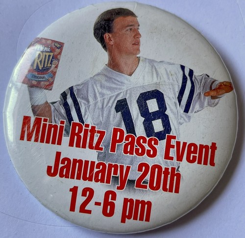 Vintage 1999 Peyton Manning Mini Ritz Pass Event Wal-Mart Pinback ...