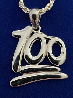 "100" Charm on Sterling Silver Necklace | eBay