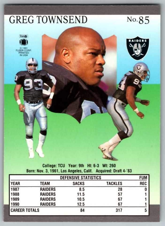 1991 ULTRA GREG TOWNSEND LOS ANGELES RAIDERS #85 | eBay