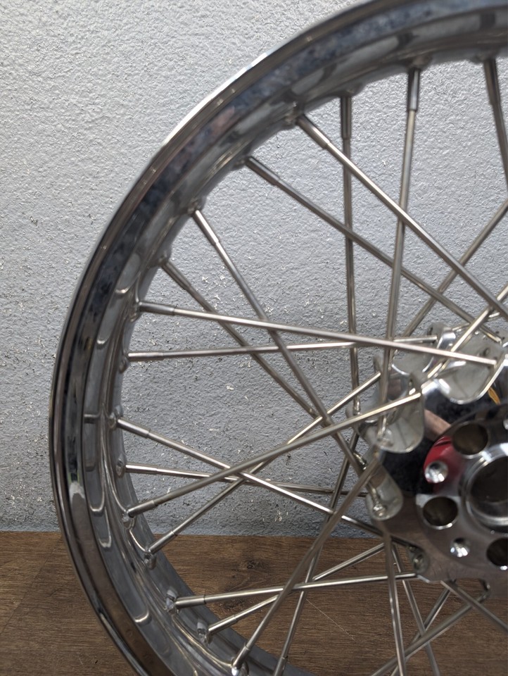 AKRONT FRONT REAR WHEEL RIM 19x2.50 40 SPOKE CUSTOM CHROME WHEEL SET | eBay