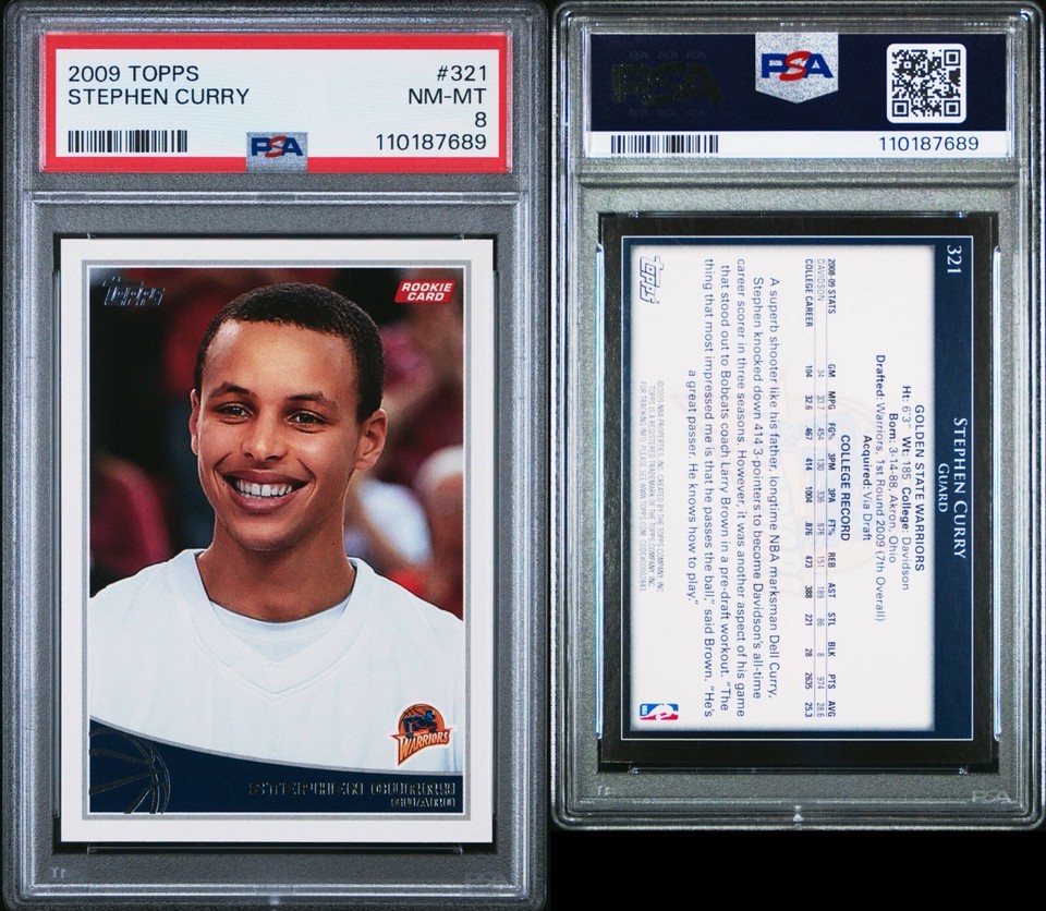 2009-10 Topps #321 Stephen Curry Warriors RC Rookie PSA 8 NM-MT Steph ...