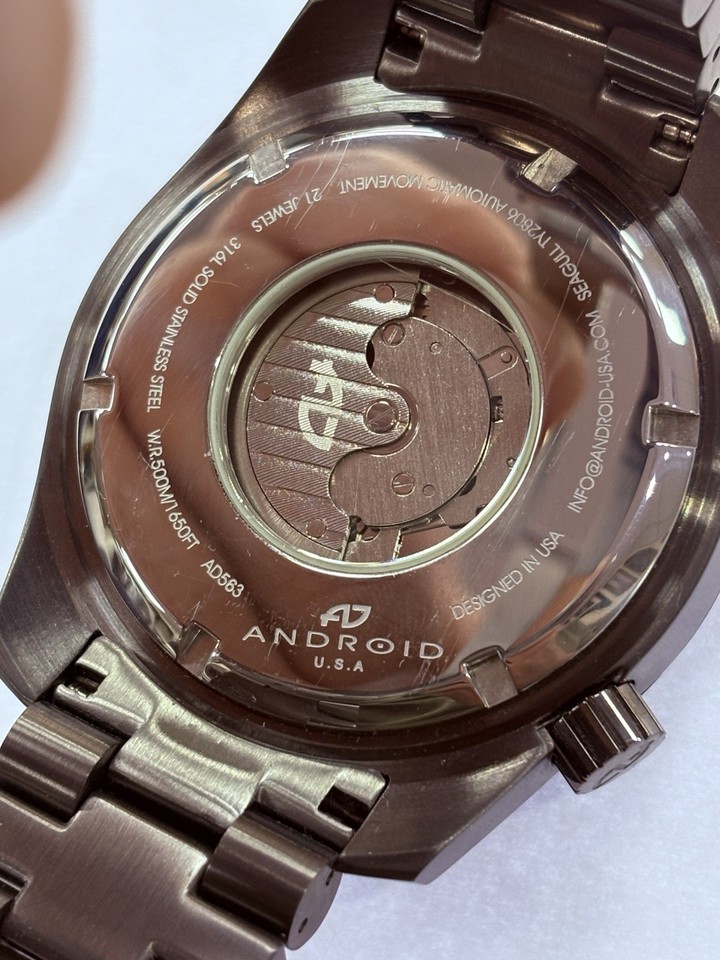 Android AD563 Seagull TY2806 Black Steel Automatic Men's 50mm Diver ...