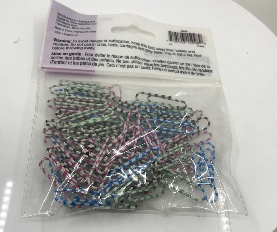 Staples Paper Clips Trombones 100 Standard multicolor | eBay