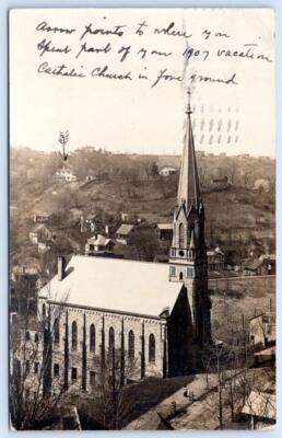 1908 RPPC POMEROY OHIO CATHOLIC CHURCH SUGAR RUN AERIAL VIEW REAL PHOTO ...