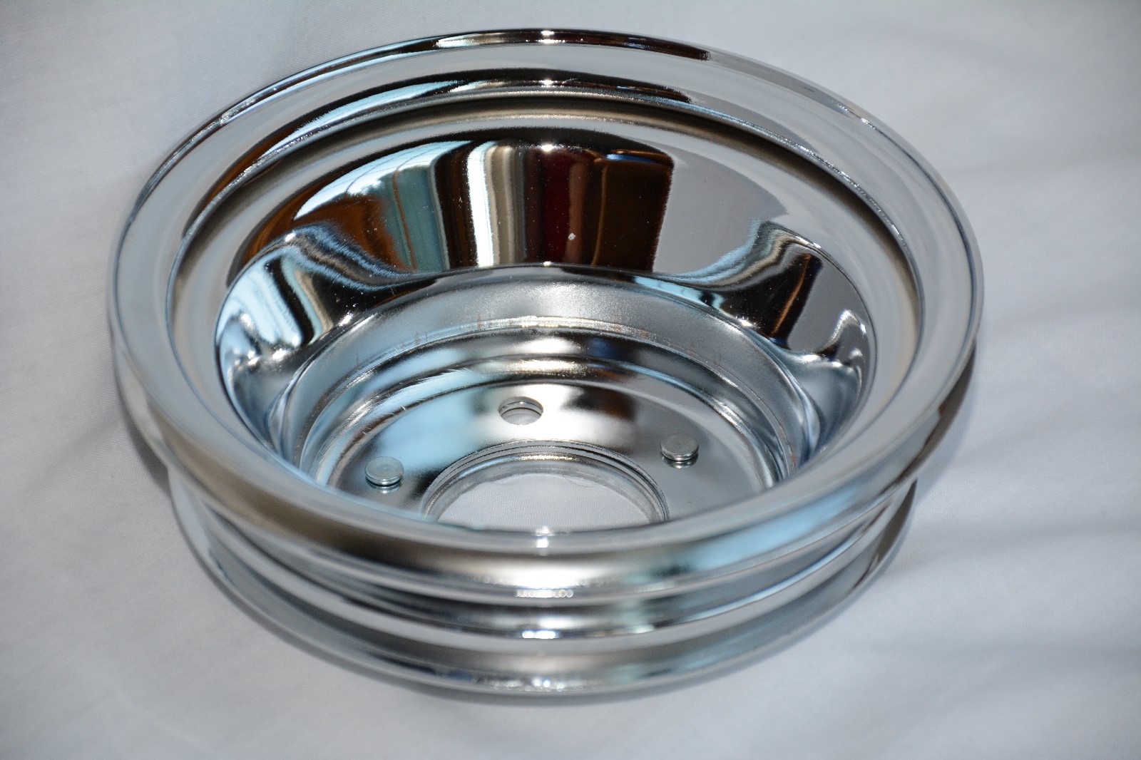 Chrome BIG BLOCK Chevy Long Water Pump 3 Groove Crankshaft Crank Pulley ...