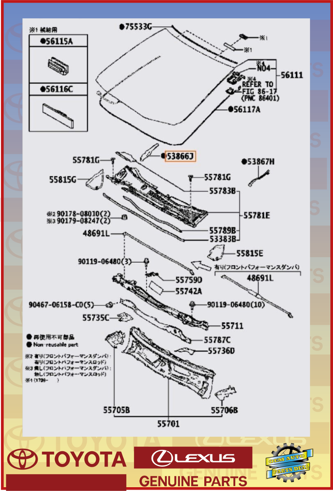 LEXUS NX OEM SEAL, FRONT FENDER TO COWL SIDE, RH 53866-78011 | eBay
