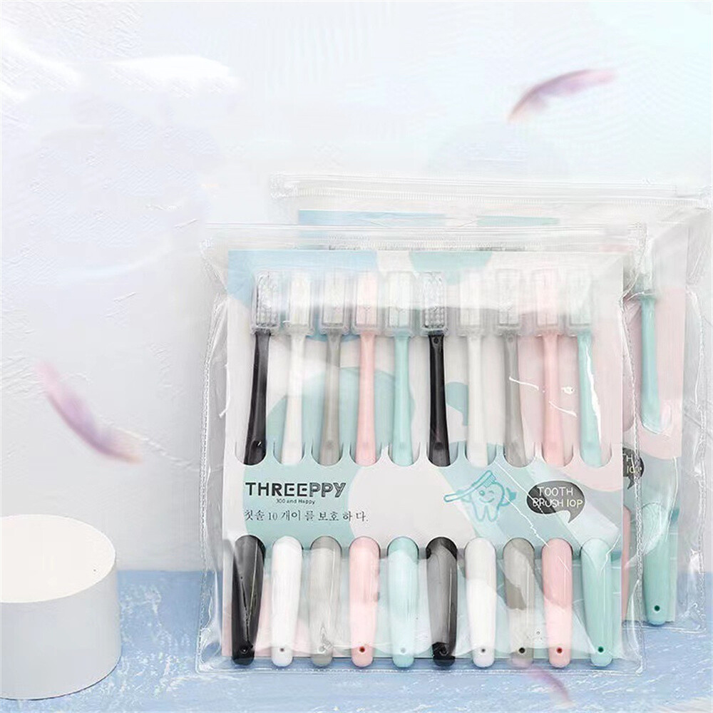 10Pcs/Set Toothbrush Soft-Bristled Portable Tooth Cleaning Brush Adults ...