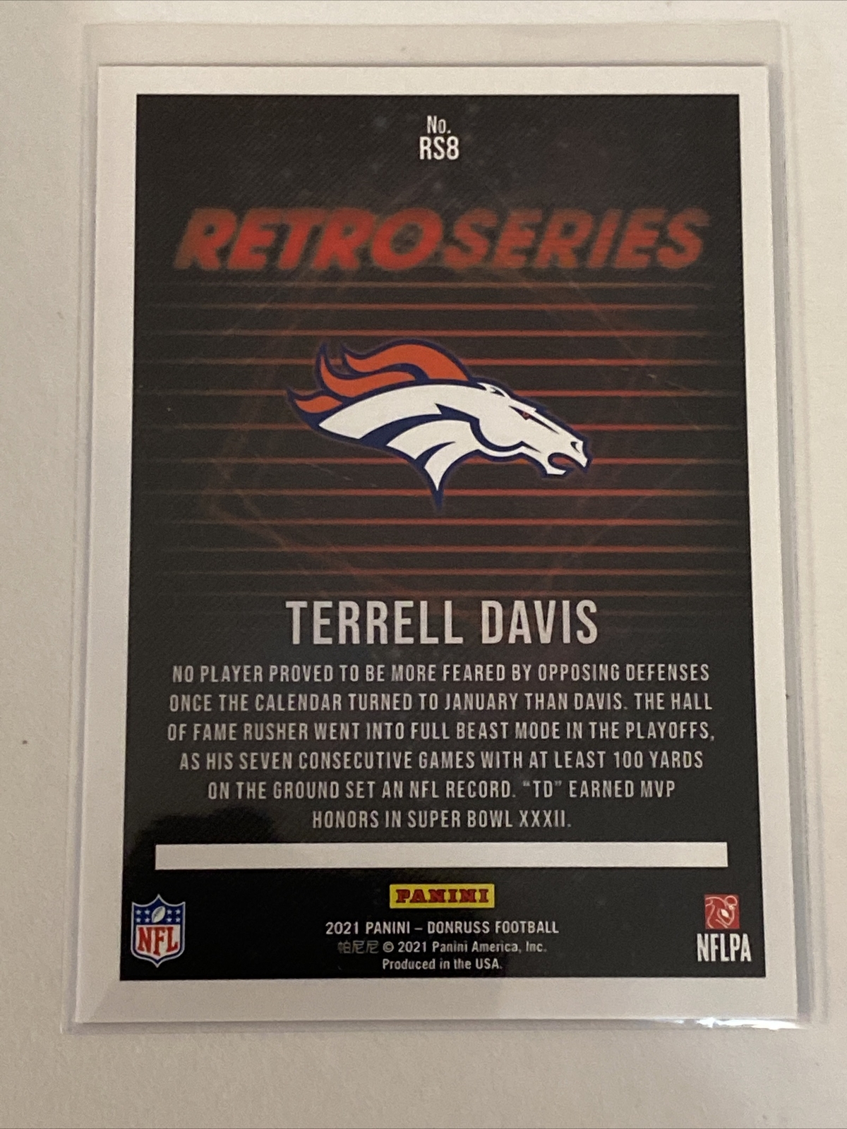 Terrell Davis 2021 Panini Insert Retro Series - Donruss Denver Broncos ...