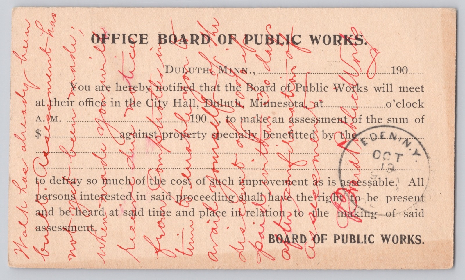 Duluth Minnesota, Office Board of Public Works c1900s Postal Card ...