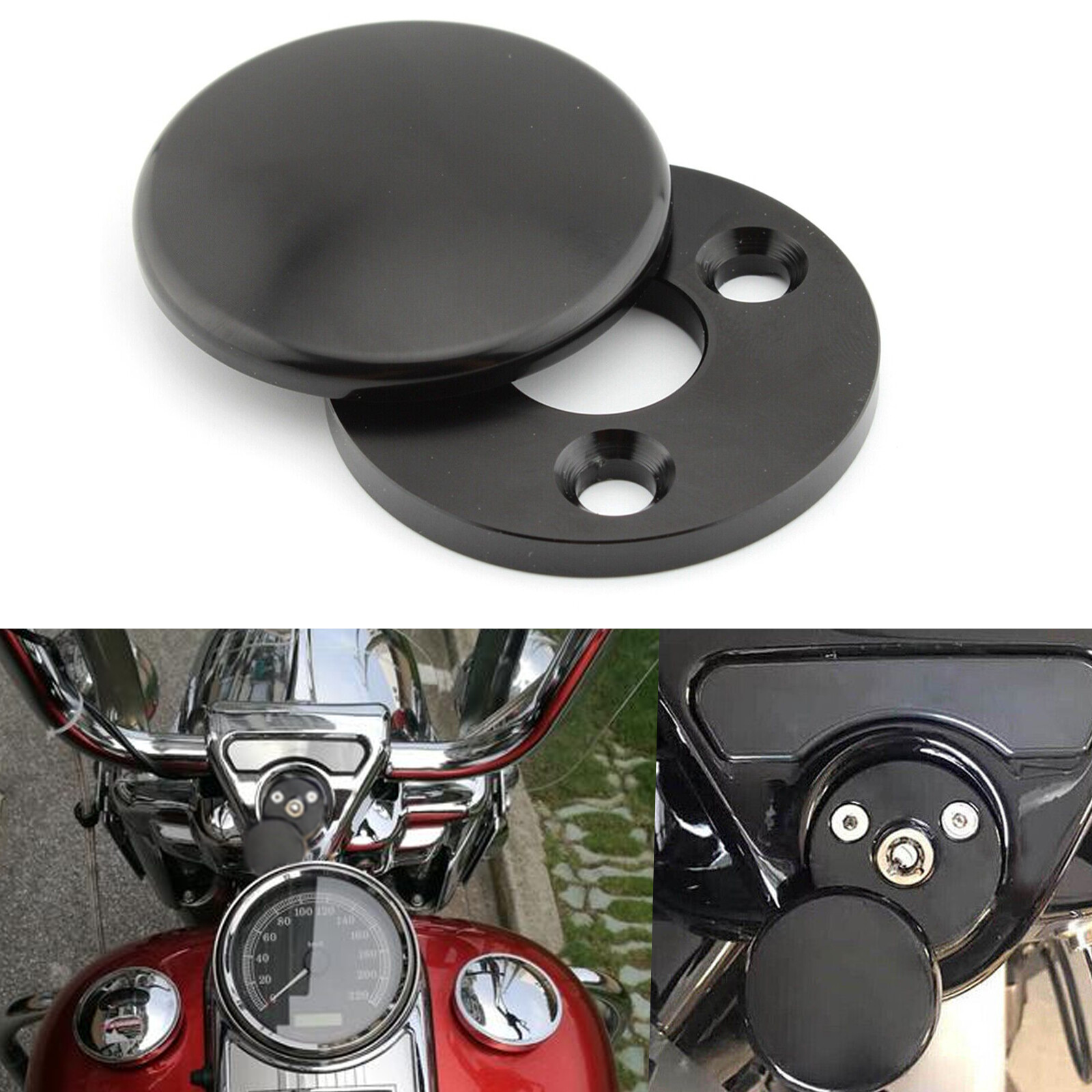 Black Aluminum Fork Lock Cover Fit For Harley Road King FLHR Classic ...