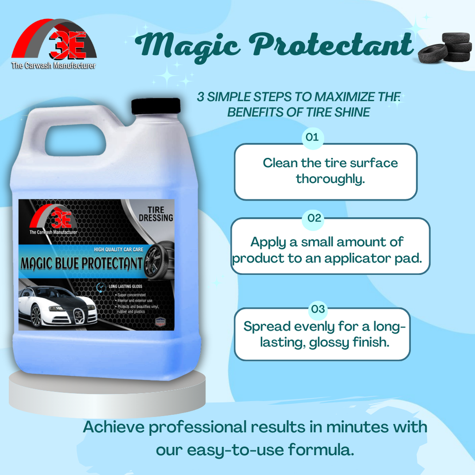 MAGIC BLUE TIRE DRESSING 64OZ WET LOOK TYRE SHINE GLOSS BLACK FINISH ...
