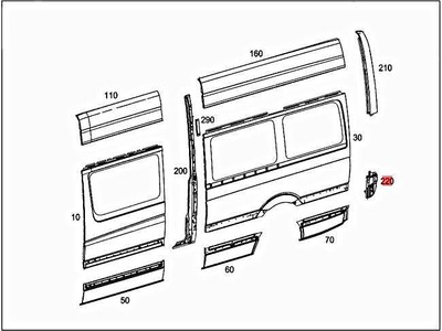 Genuine MERCEDES 906 5-t Box Paneling side wall D-pillar lower left ...