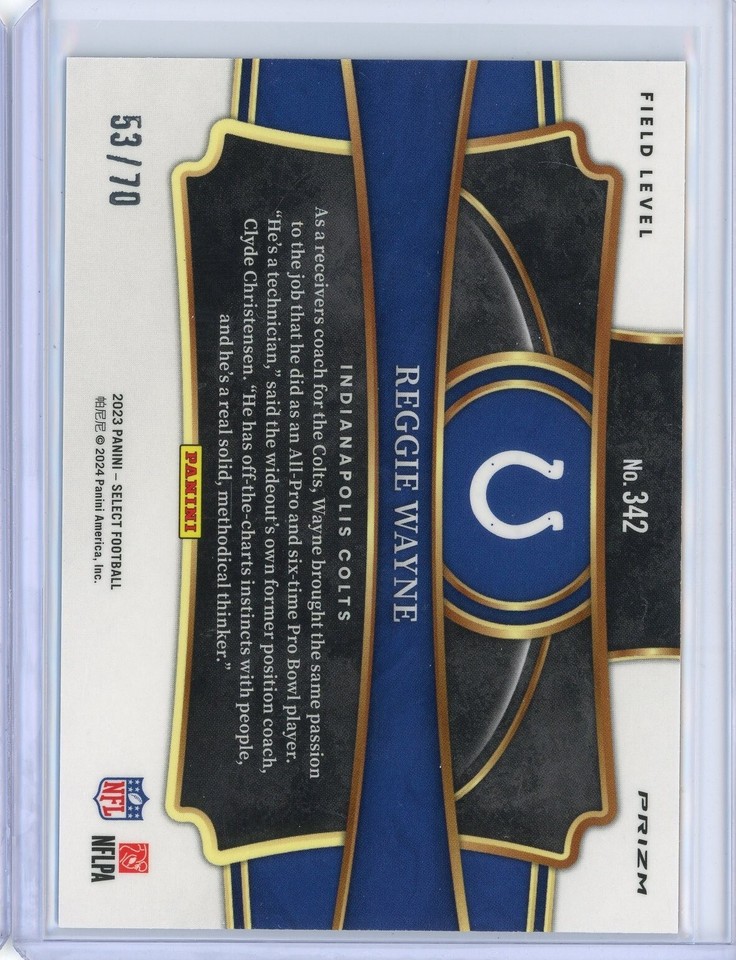 Reggie Wayne Select 2023 Field Level Dragon Scales Prizm /70 #342 Colts ...