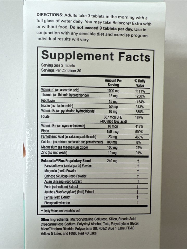 Relacore Extra Stress Reducer Dietary Supplement - 90 Tablets Exp. 04/ ...