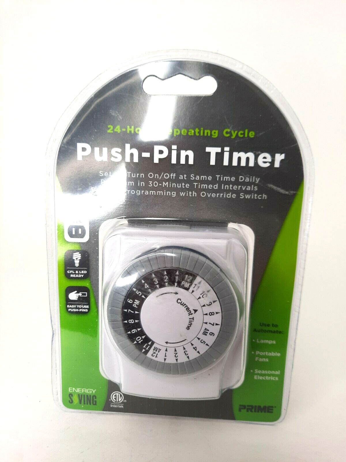 Prime 24 Hour Repeating Cycle Indoor Push Pin Timer. New, Sealed ...