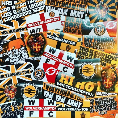 100 x Wolves Stickers inspired by Molineux Shirt Scarf Badge Flag Cap ...