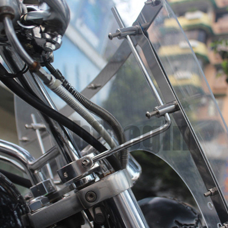 Universal 23"x21" Large Clear Motorcycle Windshield Windscreen | 7/8 ...