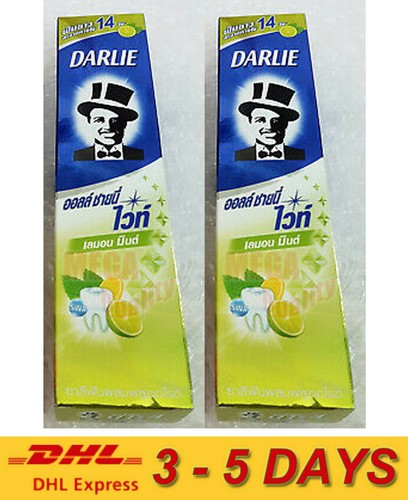 2 x DARLIE ALL SHINY WHITE TEETH LEMON MINT FLUORIDE TOOTHPASTE HCS 140 ...