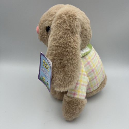 Sitting Bunny Rabbit 10" Lop Eared Pink Yellow Striped Jacket Plush ...