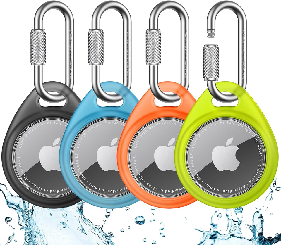 Airtag Holder for Apple - 4 Pack Air Tag Case [Professional Carabiner ...