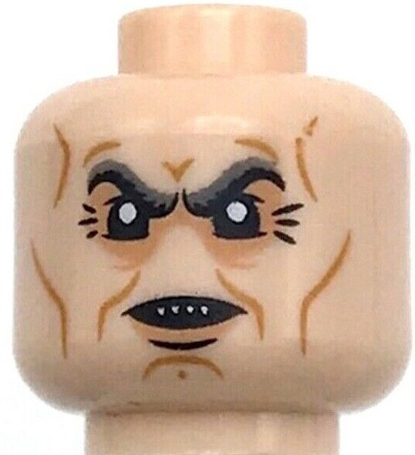 Lego New Light Flesh Minifigure Head Dark Bluish Gray Eyebrows Elderly ...