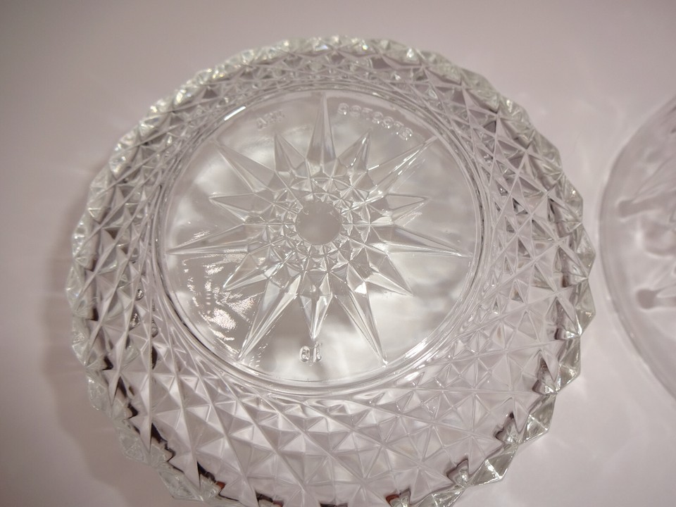 Set 2 Vintage Clear Arcoroc Diamant Salad Fruit Bowls 5" Diamond ...