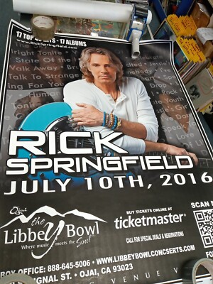 "Rick Springfield" - Concert poster - July 10, 2016 - The Libbey Bowl ...