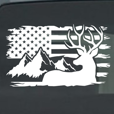 Deer Flag Mountain Decal Sticker Car Tumbler Window Hunting JDM 22 ...