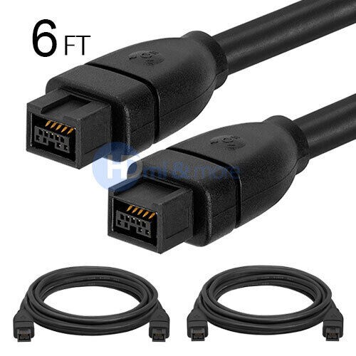 2x FireWire Cable 6 FT 800 Bilingual FireWire iLink DV Cable 9P to 9Pin ...
