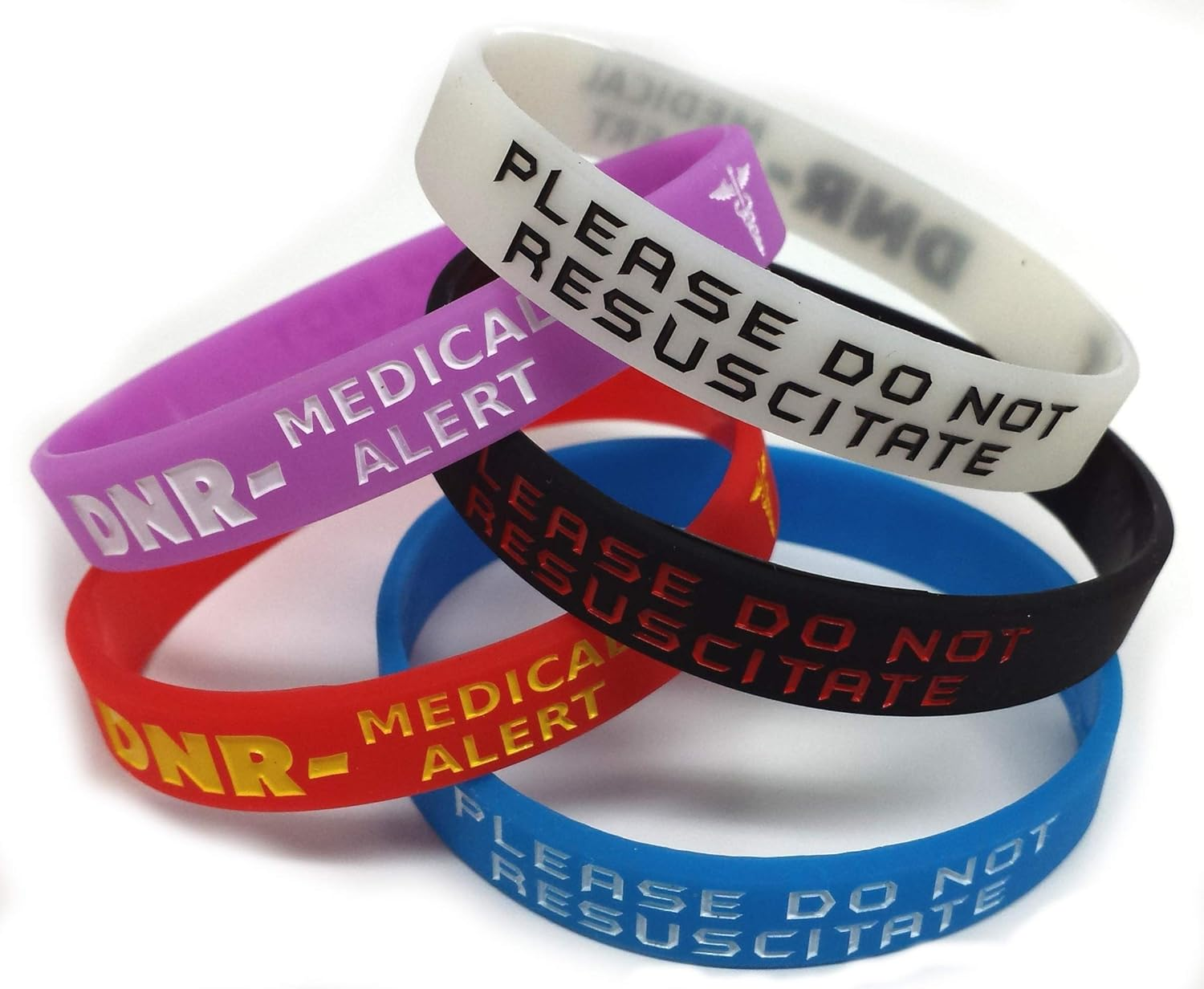 5X DNR Please Do Not Resuscitate Wristband Medical Awareness Alert ...