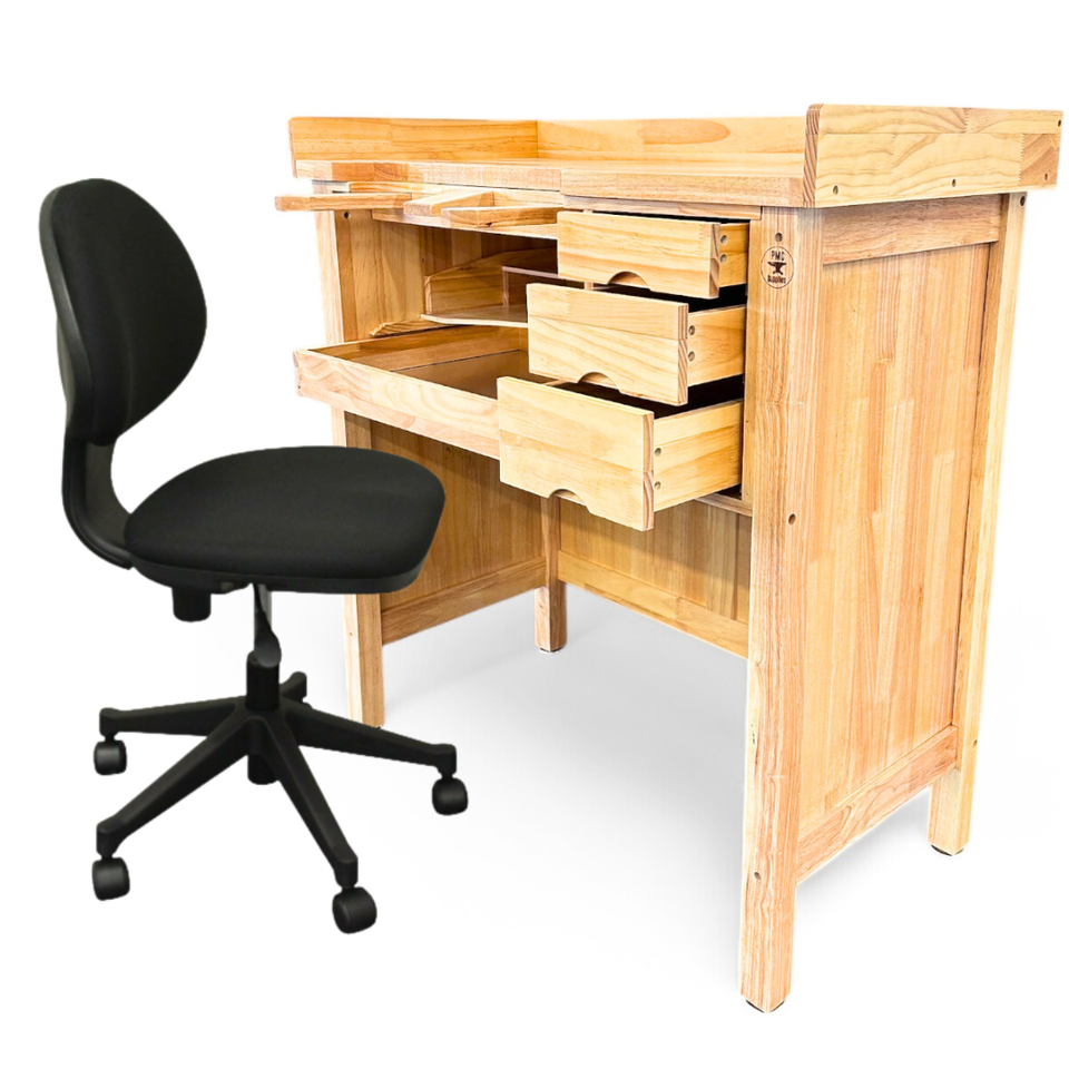 Deluxe Solid Wooden Jewelers work bench Set with Adjustable Chair ...