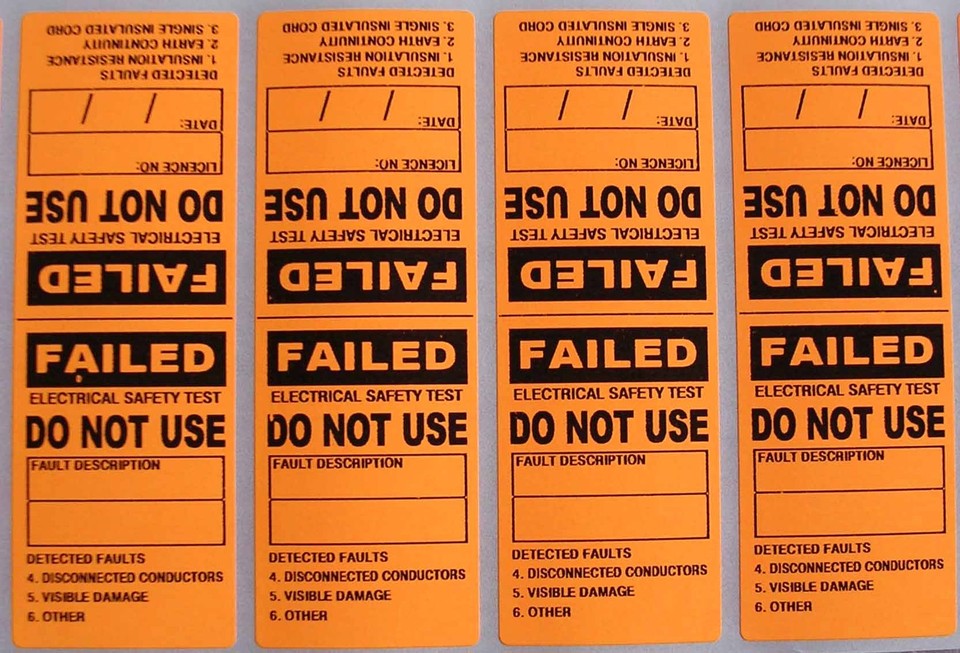 250 PVC ELECTRICAL / APPLIANCE TEST TAGS / LABELS. INCLUDES FREE ...