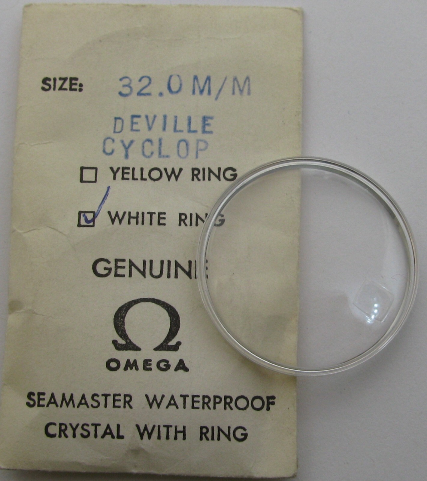 Omega Watch Crystal / Acrylic 31.65 mm date cyclops silver tension ring ...