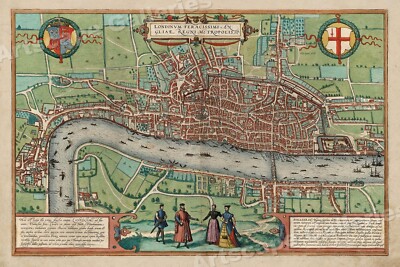 1560's London Interesting Old Historic Map - 20x30 | eBay