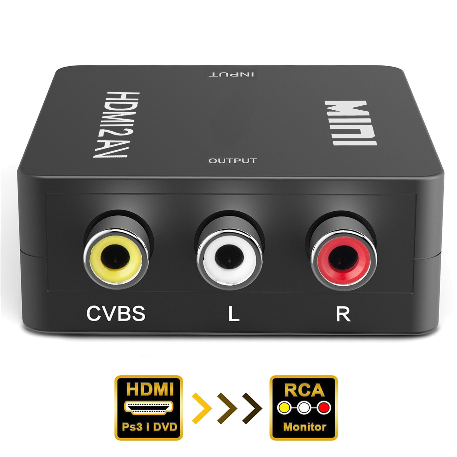 HDMI to AV 3 RCA Composite Converter 480P/480i NTSC/PAL TV Format ...