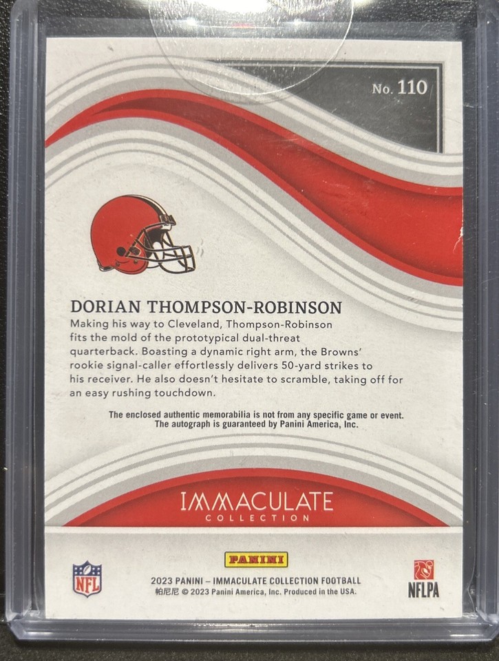 2023 Immaculate Dorian Thompson-Robinson Rookie Patch Auto Autograph ...
