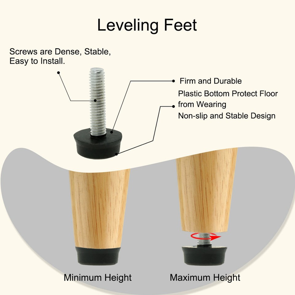 M6 x 24 x 18mm Furniture Glide Leveling Feet Floor Protector for Table ...