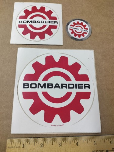3 Bombardier NOS Vtg original vinyl + foil Decal Stickers Snowmobile ...