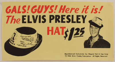 ELVIS PRESLEY Hat Advertisement - 1956 Handbill / Flyer - 7"x3" reprint ...
