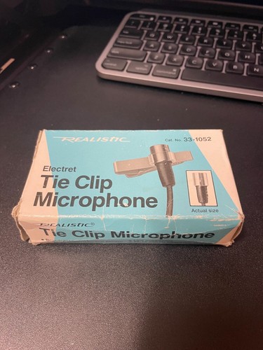 REALISTIC ELECTRET TIE PIN & CLIP MICROPHONE Model# 33-1052 VINTAGE ...