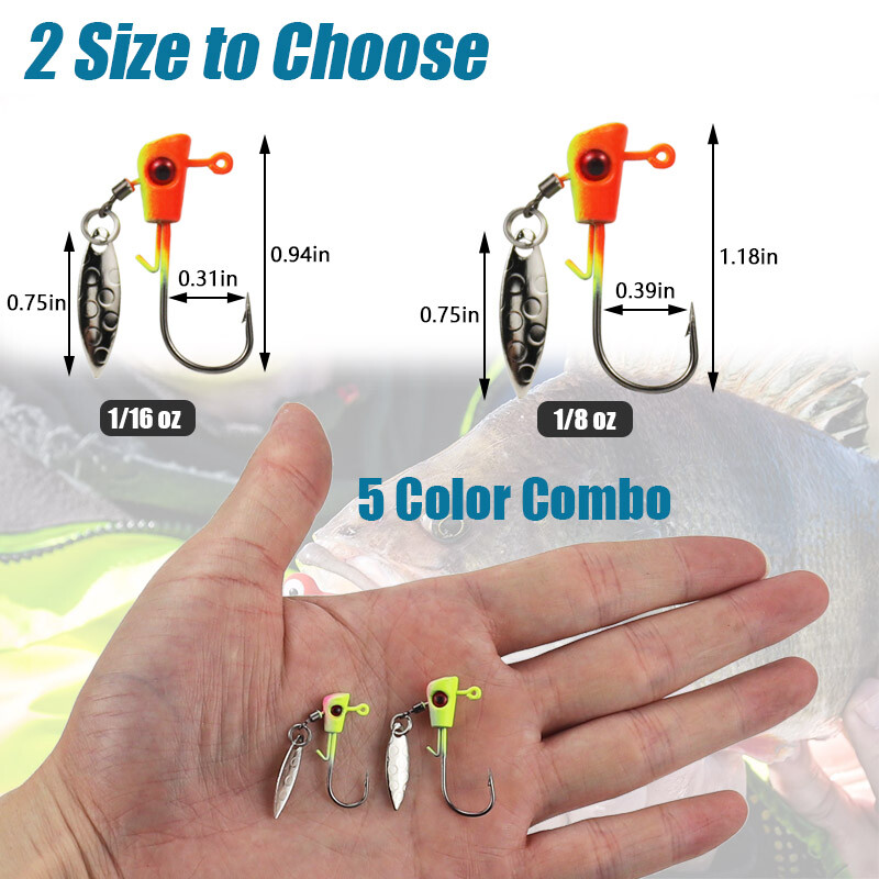 20Pcs Underspin Shad Darts Jig Heads Fishing Hook with Willow Blade ...