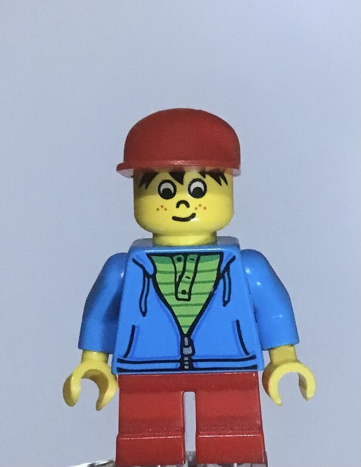 LEGO Little Boy Minifig Open Hoodie Smile Big Eyes Freckles Red Hat | eBay