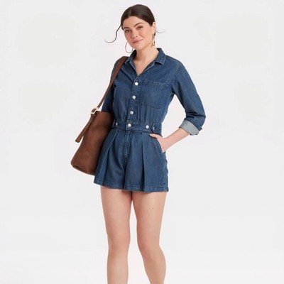 Universal Thread Blue Denim Shorts Romper. | eBay