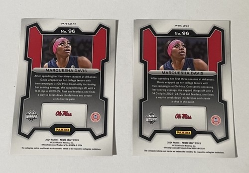 2024 Prizm Draft Picks Marquesha Davis RC 2 Card Lot Silver & Red ...