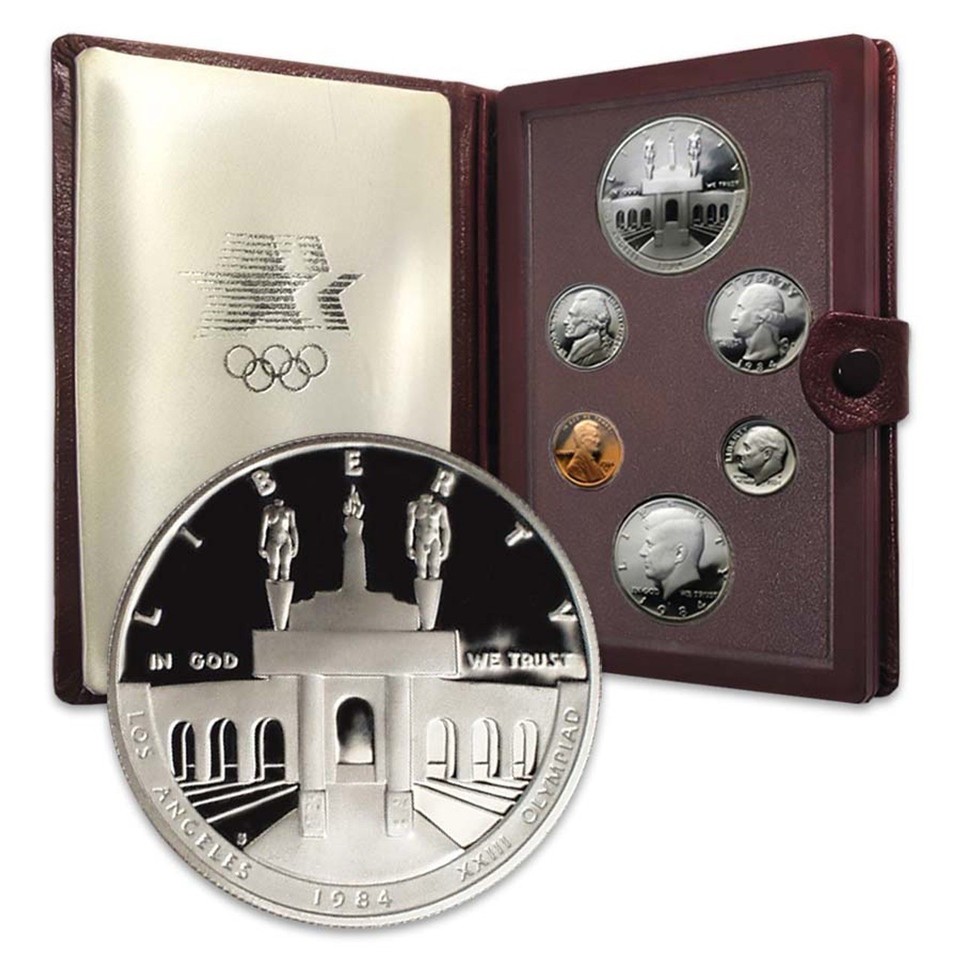 1984 United States Proof Prestige Set 90% Silver Dollar 6 Coin Lot W ...
