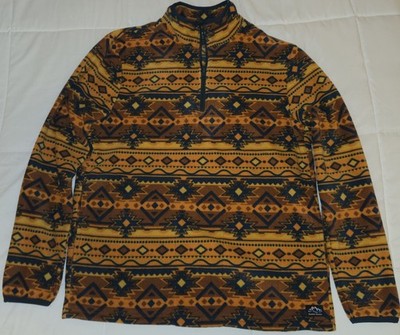 Mens Orange Aztec Print Mountain & Isles Fleece Quarter Zip Pullover ...