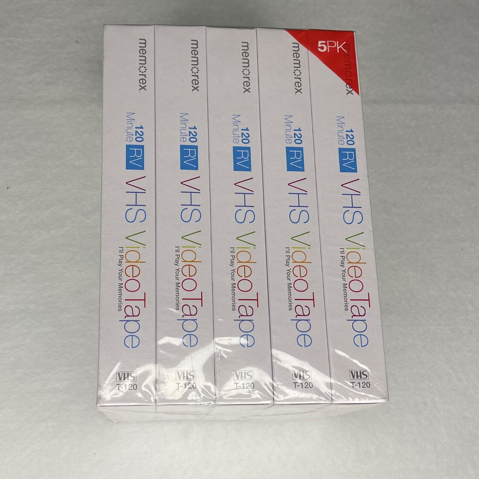 Memorex VHS Video Tapes Pack of 5 Blank T120 120 RV Minute VCR New ...