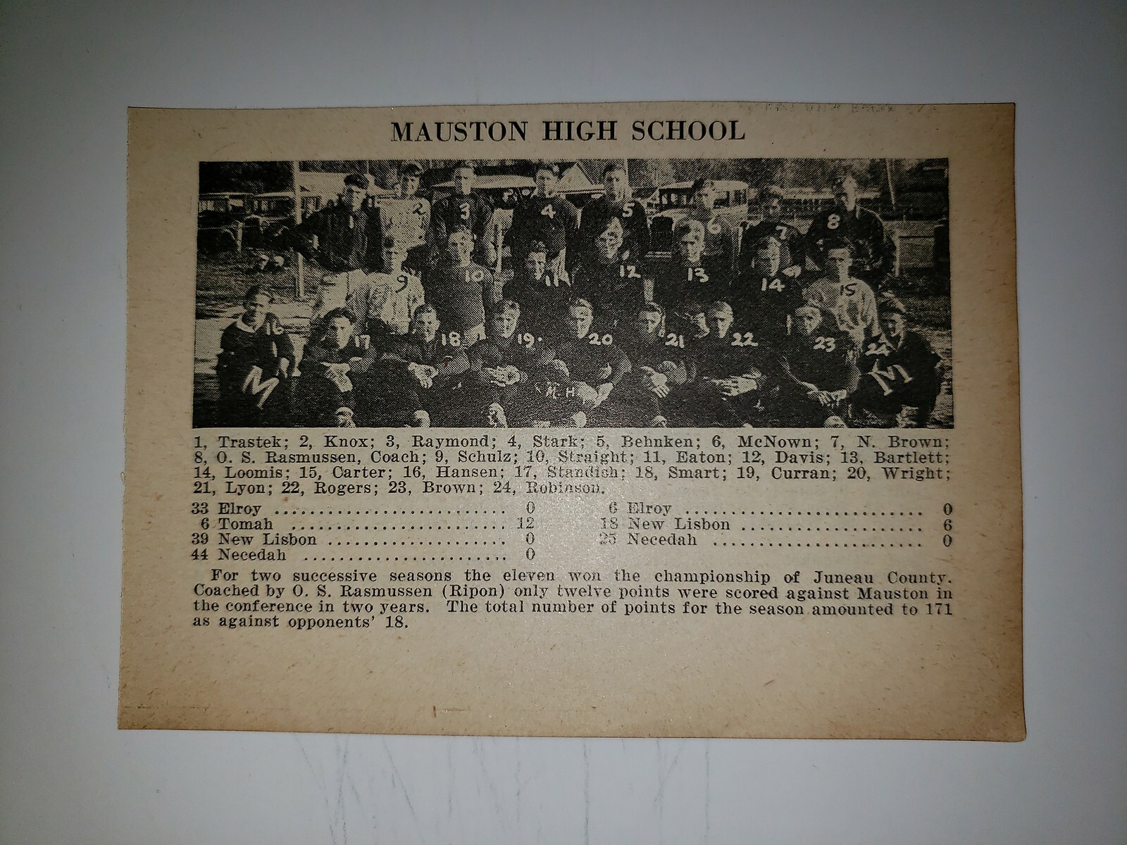 Mauston & Cudahy Wisconsin High School 1927 Football Team Picture | eBay