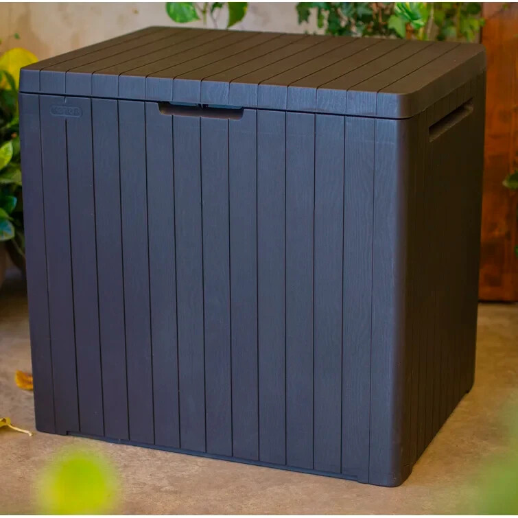 Keter City 30 Gallon Small Durable Resin Outdoor Storage Deck Box Brown ...