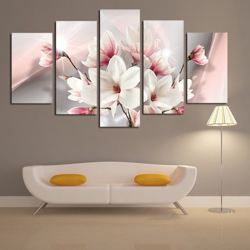 Flower Canvas Art Five-panel Composition Seamless Wall Display Living ...